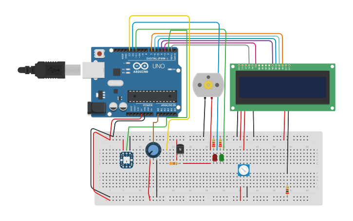 Circuit design Automated plant watering system - Tinkercad