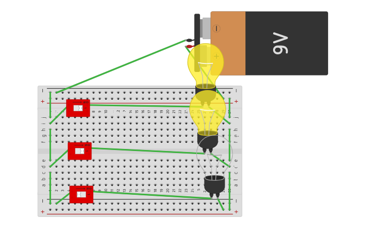 Circuit design exam circuit 3 parallel | Tinkercad
