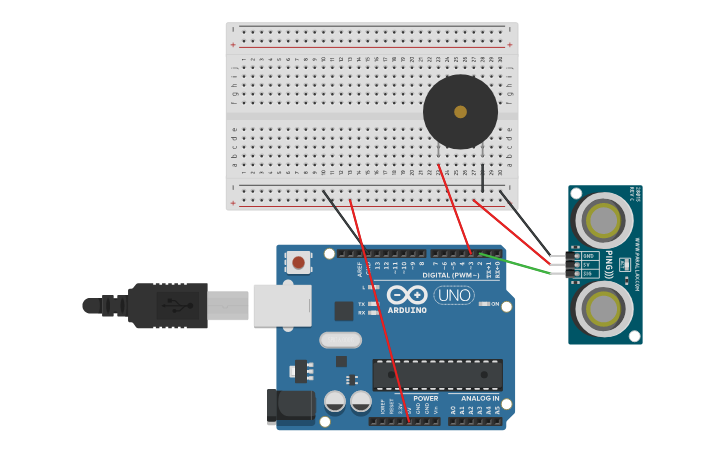 Circuit design ultrasonic alarm ana and teresa | Tinkercad