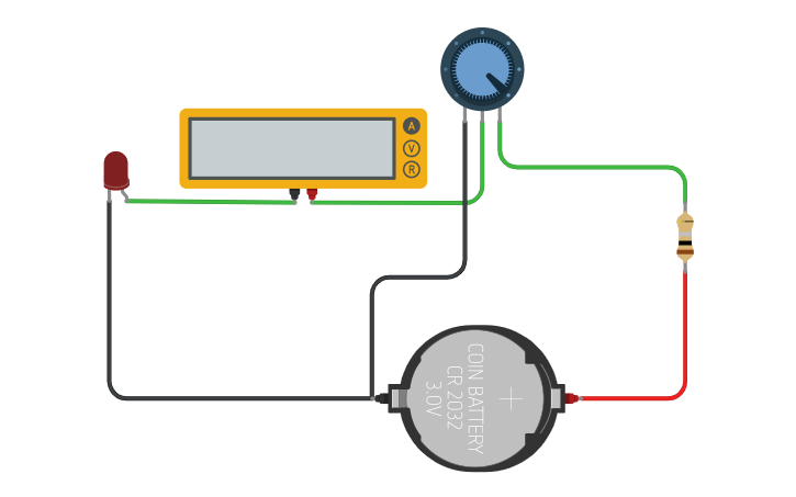 Circuit design potenciômetro e led com amperimetro - Tinkercad