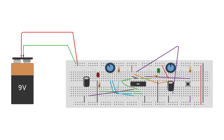 Circuit design 556 Astable - Monoestable | Tinkercad