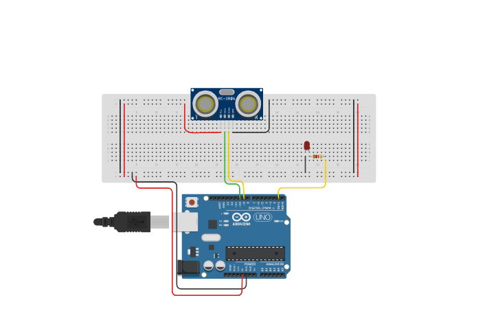 Circuit design PRACTICA 2: SENSOR ULTRASONIDO // Rivas Eguia | Tinkercad