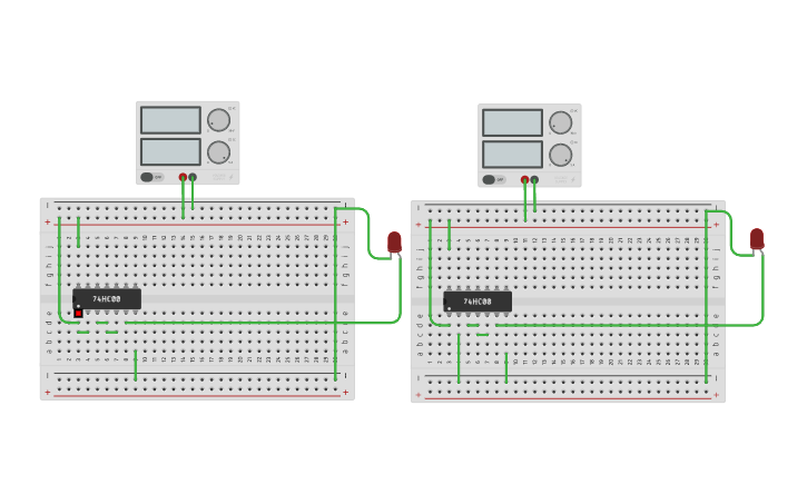 Circuit design And gate using Nand gates - Tinkercad