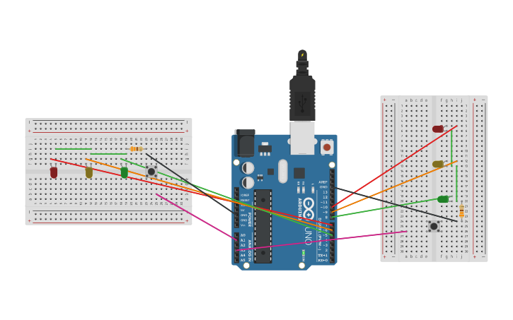 Circuit Design Arduino Traffic Light X 2 Just Buttons Tinkercad