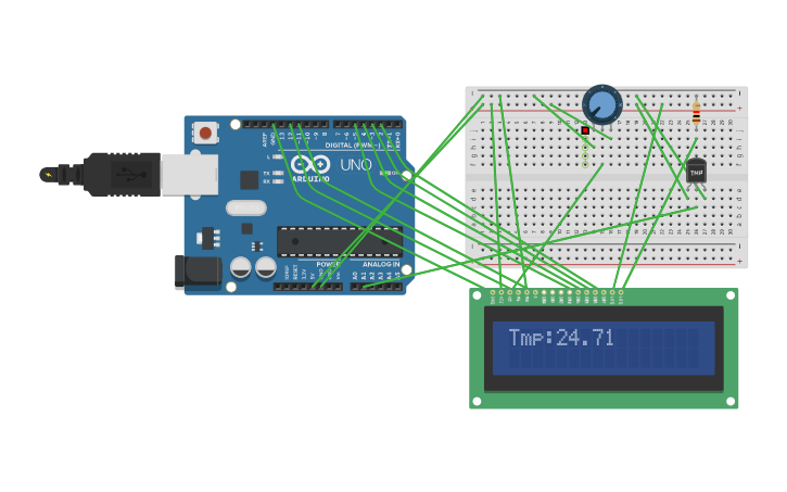 Circuit Design Temperature Sensor With Lcd Display Tinkercad