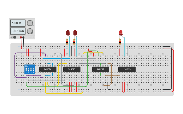 Circuit Design 3 Bit Asynchronous Up Down Counter Tinkercad