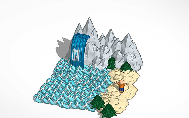 3D design the water fall lake - Tinkercad