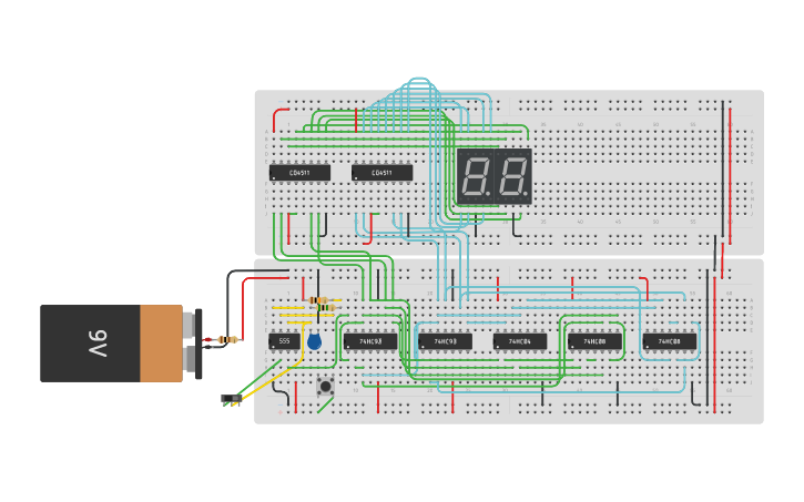 Circuit design Copy of Stopwatch / Counter - Tinkercad