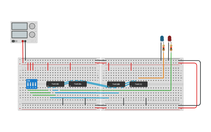 Circuit design expt 5: full adder subtractor using basic gates | Tinkercad Circuit design expt 5: full adder subtractor using basic gates | Tinkercad