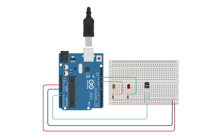 Circuit design Temperature Checker - Tinkercad