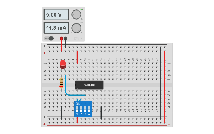 Circuit design Implementing NOT gate using NAND gate (Lab-2) - Tinkercad