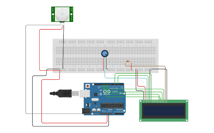 Circuit Design Pir Sensor With Lcd Tinkercad