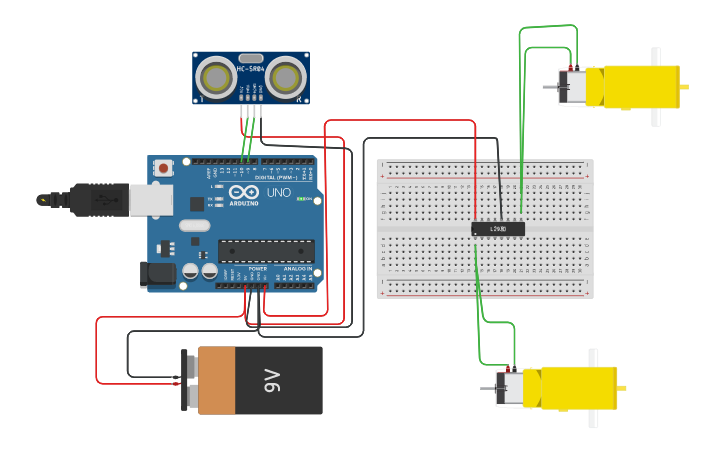 Circuit design Obstacle Avoidance Robot - Tinkercad