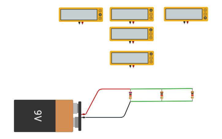 Circuit design 3 parallel resistor tutorial. | Tinkercad