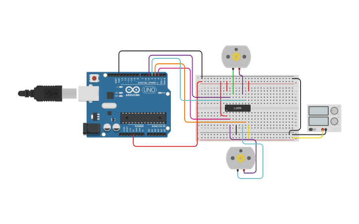 Circuit design MOVIMIENTO MOTORES CON ARDUINO ALEJANDRA FONSECA | Tinkercad
