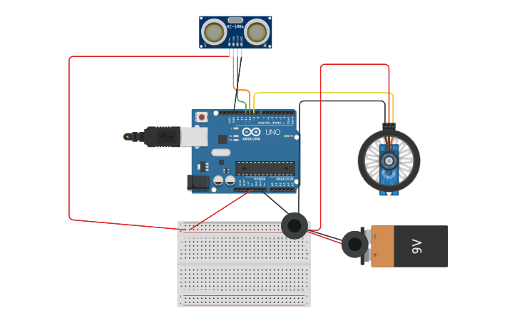 Circuit design SMART DUSTBIN - Tinkercad