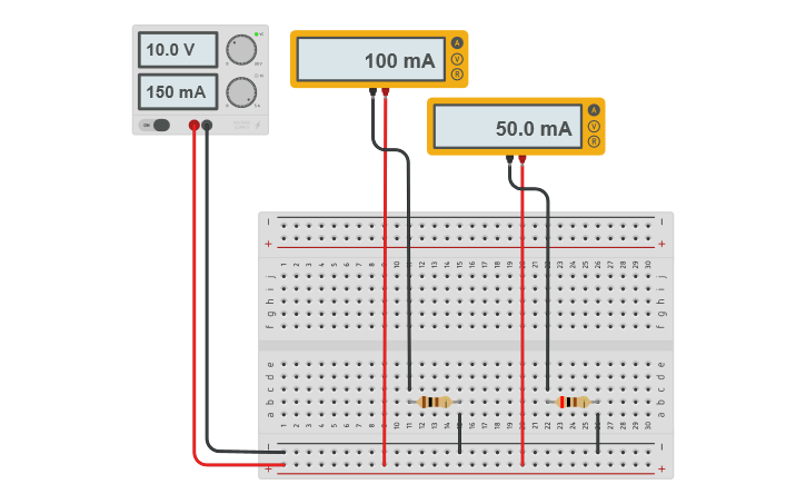 Circuit design Partitore di corrente - Tinkercad Circuit design Partitore di corrente - Tinkercad