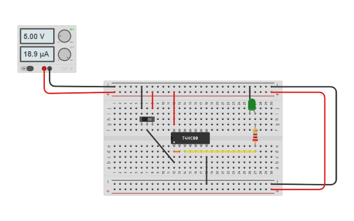 Circuit design NOT Gate using NAND Gate | Tinkercad