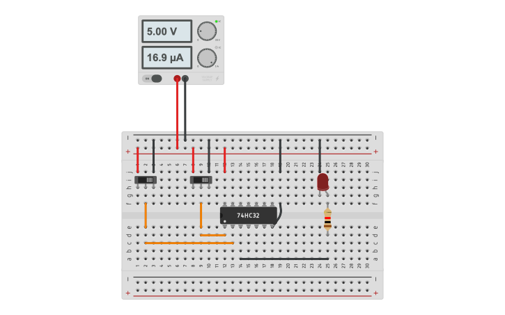 Circuit design OR gate | Tinkercad