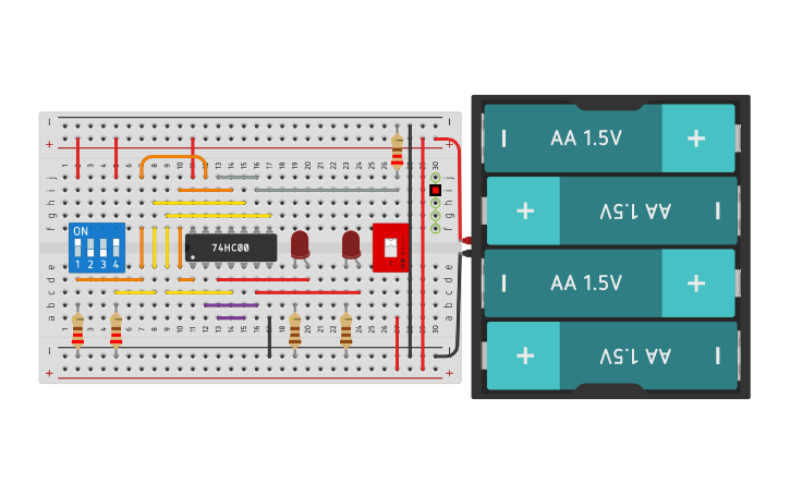 Circuit design SRFF with switch as enable | Tinkercad
