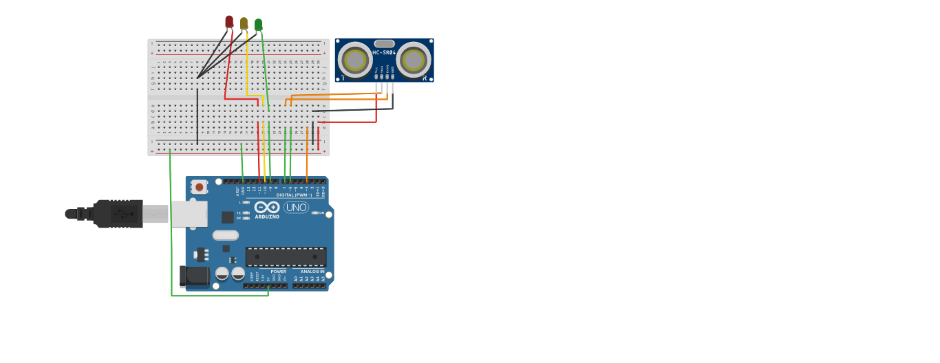 Circuit Design Social Distancing Indicator Tinkercad
