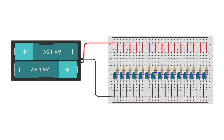 Circuit design CIRCUITIO PARALELO 15 LED | Tinkercad