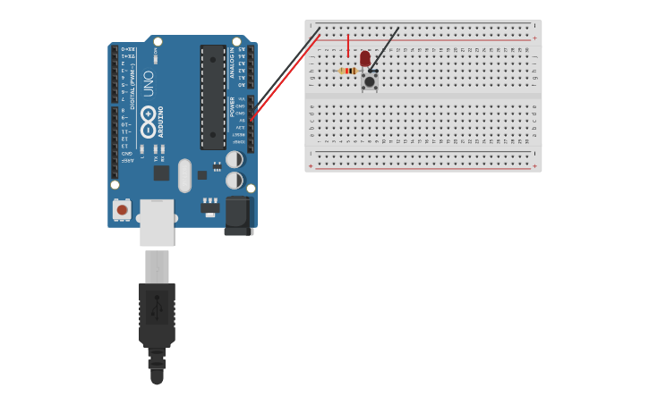 Circuit design Controlando o LED com dois botões | Tinkercad