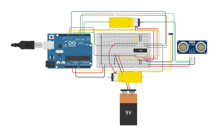 Circuit design Copy of Circuito Evasor de Obstáculos - Tinkercad