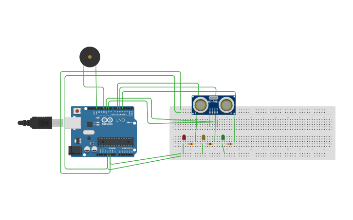 Circuit Design Sensor De Estacionamento De Automóvel Tinkercad
