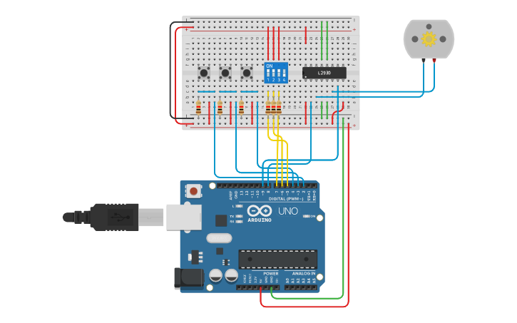 Circuit design ascensor de tres pisos sergio torres - Tinkercad