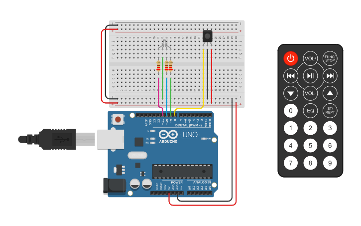 Circuit design RGB LED Light System | Tinkercad
