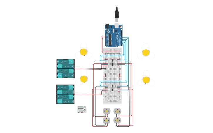 Circuit design DC 4 motor control - Tinkercad