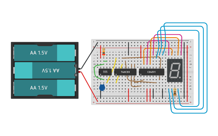 Circuit design contador de 0 a 9 - Tinkercad