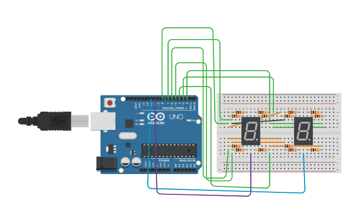 Circuit design Multiplexacion basico | Tinkercad