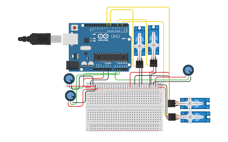 Circuit design Robotic Arm - Tinkercad