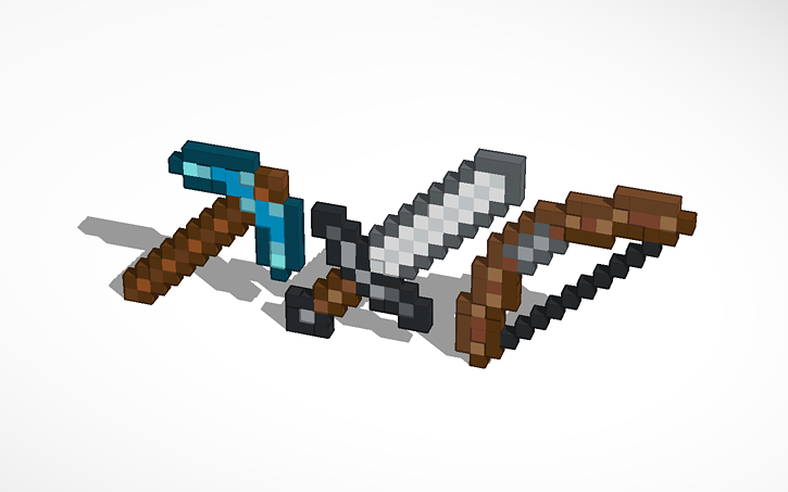 3D design minecraft Tool and weapon - Tinkercad