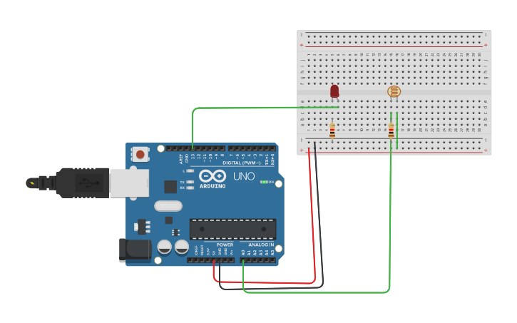 Circuit design LDR Sensor - Tinkercad