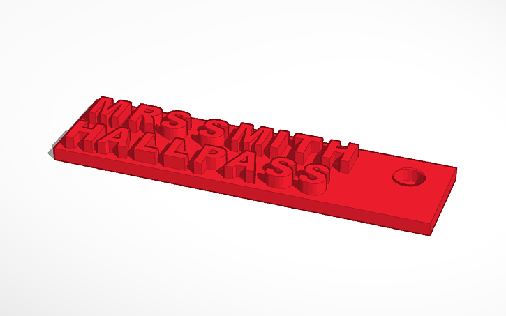 3D design Copy of Hall Pass BV (5) - Tinkercad