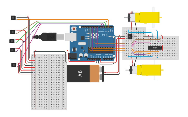 Circuit design Line Follower - Tinkercad