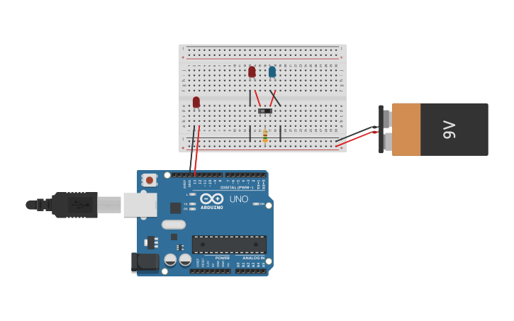 Circuit design pisca-pisca - Tinkercad