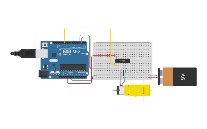 Circuit design Prática 5 - Motor DC - Tinkercad