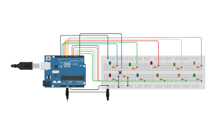 Circuit design Blinking Lights QA | Tinkercad