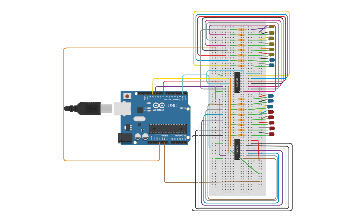 Circuit design Registro de desplazamiento con 2 integrados Hc74595 ...