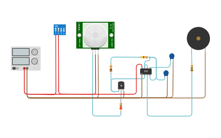 Circuit design one PIR sensor - Tinkercad