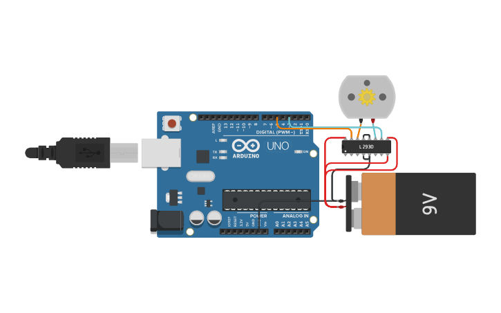 Circuit design Motor DC - Tinkercad