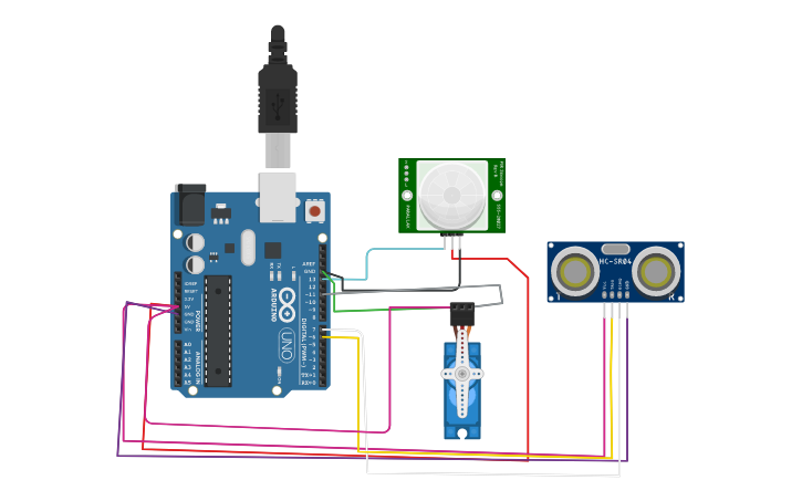 Circuit design Smarty Dustbin | Tinkercad