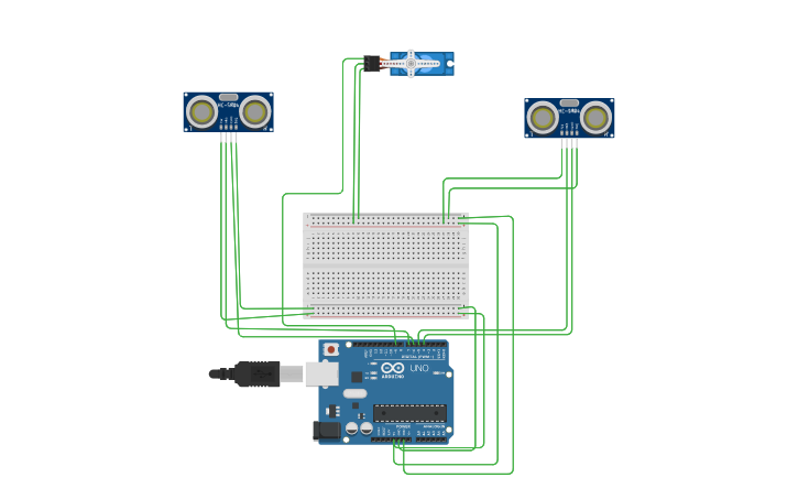 Circuit design Autonomous pick and drop bot - Tinkercad