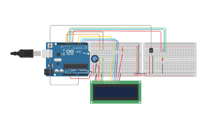 Circuit Design Sensor De Temperatura Mas Pantalla Y Led Rgb Tinkercad
