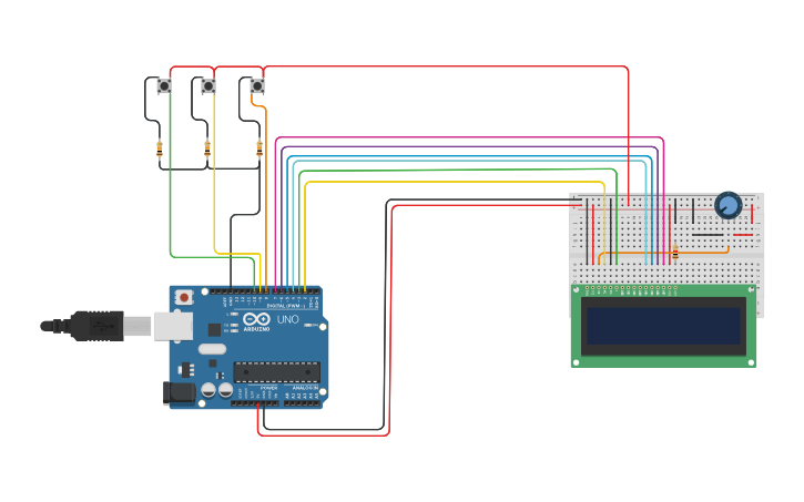 Circuit design CLOCK USIND LCD DISPLAY - Tinkercad