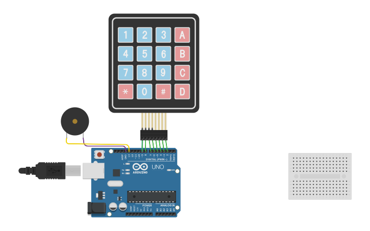 Circuit design Chetna -Arduino Membrane keypad 4x4 - Tinkercad